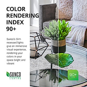 Sunco Lighting 6 Pack Recessed LED Lights Canless 4 Inch Eyeball Gimbal 12W, Selectable 2700K/3000K/3500K/4000K/5000K, Angled Directional Light with Jbox, Ultra Slim Dimmable, ETL