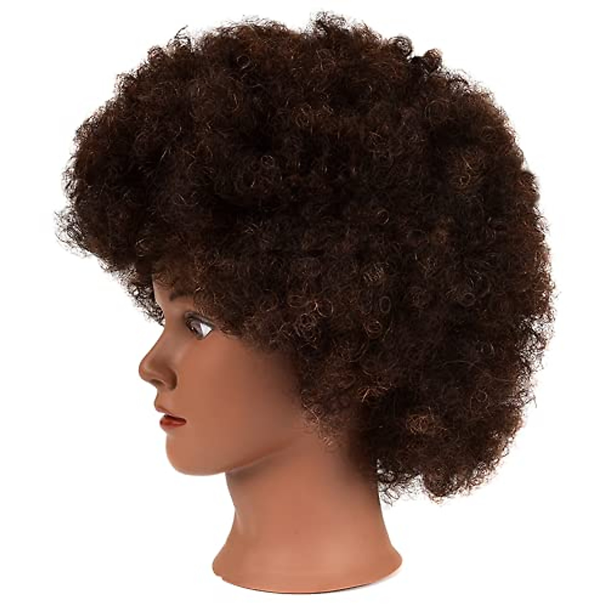 African Mannequin Head with 100% Human Hair Mannequin Head Curly Cosmetology Manican Mannequins Heads with Stand for Display Practice Braiding Styling Training Head Hair Styling