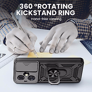 Suyomo for Oneplus N30 5G Case with Tempered Glass Screen Protector [2Pcs],Heavy Duty Case with Camera Cover Ring Holder Stand Shockproof Dual-Layer Protection Case for Oneplus N30 5G (Black)