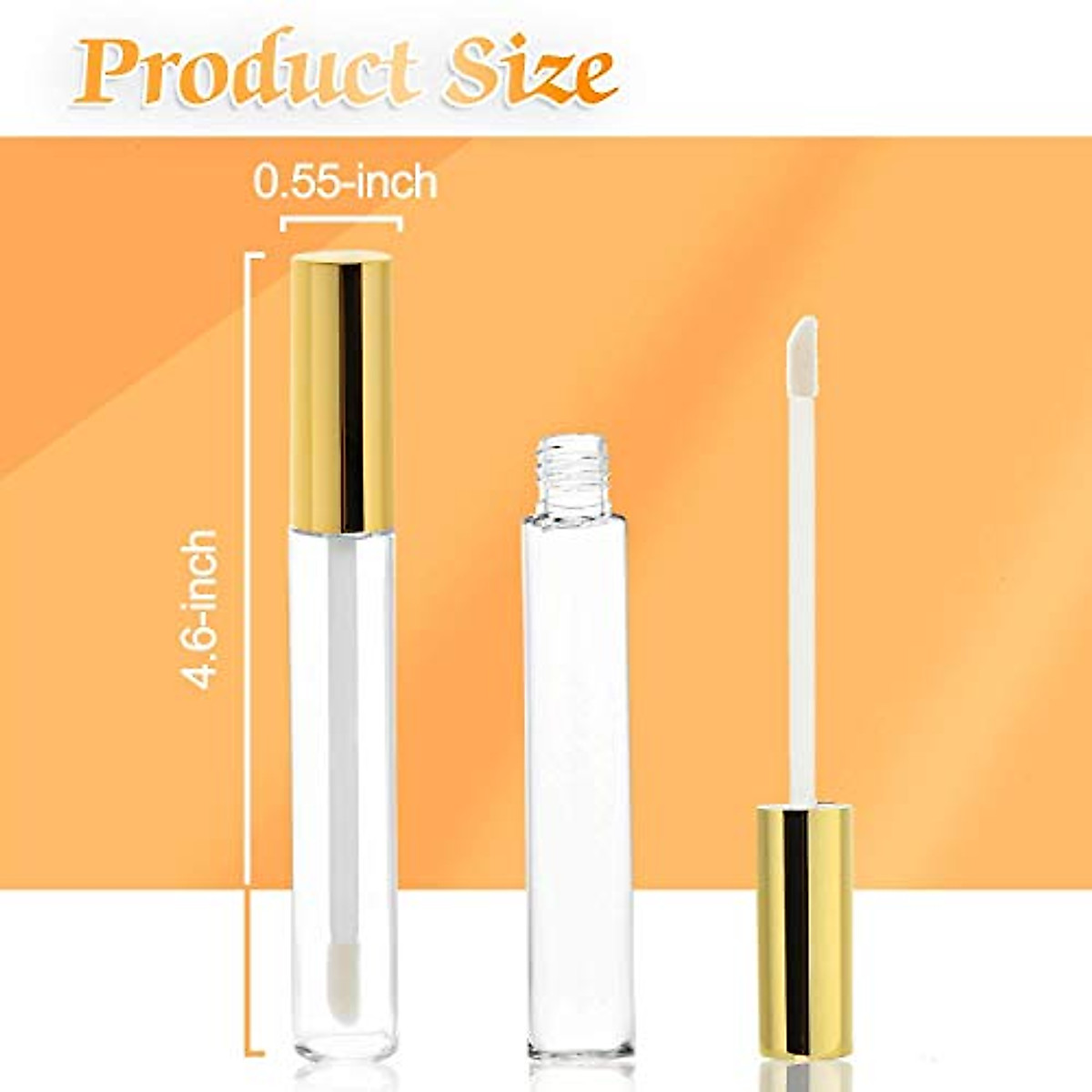 Vumdua 30 Pcs 10ml Empty Lip Gloss Tubes Containers, Refillable Lip Balm Bottles for DIY Makeup Such as Lip Samples, Homemade Lip Balm (Gold)