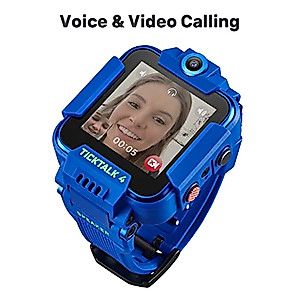 TickTalk 4 Kids Smartwatch with Power Base Bundle (Blue Watch On T-Mobile's Network)