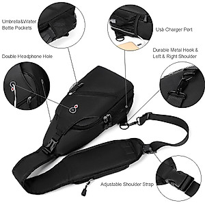 NUFR Sling Bag Sling Backpack Crossbody Bags for Women Men Chest Shoulder Bag Daypack for Hiking Walking Travel USB Charger Port