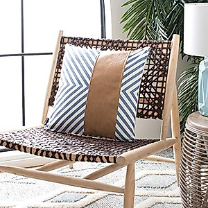 Safavieh Home Collection Endra Modern 18-inch Navy/White Square Decorative Accent Pillow PLS7157A-1818, 1'6" x 1'6"