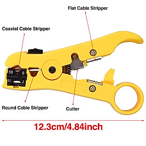 Taiss Coax Cable Crimper Tool Kit with 20 PCS F Style RG59 RG6 Compression connectors,Coaxial Cable Stripper,Coaxial Cable Compression Tool Kit,Adjustable RG59 RG6 RG7 RG11 coaxial cable crimper