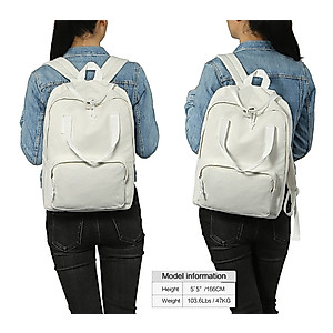 Zicac Unisex DIY Canvas Backpack Daypack Satchel (White 02) (Beige)