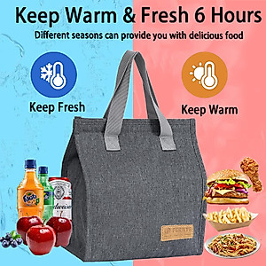 FERNYE Lunch Bag for Women/Men,Waterproof Reusable Portable Lunch Tote,Lunch Box Bag.Thermal Cooler Bag Ideal for Work/Party/l/Travel/Picnic (Light Gray)