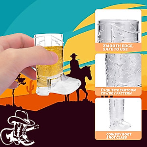 Cowboy Boot Shot Glasses - Set of 24 Latest Cowboy Pattern 1.5oz Plastic Clear Shot Glasses Bulk Disposable Reusable Shot Glass Cups Western Themed Party Decorations for Bachelorette,Birthday,Tequila