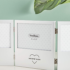 VonHaus Triple Sonogram Picture Frame for Keepsake Ultrasound Pregnancy Scan Images and Baby Photos