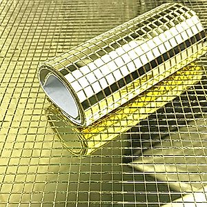 3500pieces Gold Square Mirrors Mosaic Tiles Self-Adhesive Mini Square Glass, 5x5mm Each