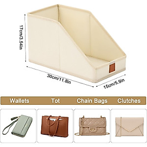 DIMJ Closet Organizers for Purses and Bag Storage, Small Storage Bins Foldable, Storage Baskets for Shelves, Wardrobe, Bedroom, Office - Fabric Cube Storage 6 Pack(Beige, 5.9 x 11.8 x 6.7 in)
