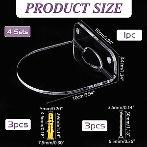 PH PandaHall 4 Pack Acrylic Shelves for Wall, Clear Floating Shelves Wall Mounted Display Shelf Shelf Organizer with Screws for Storage and Decoration, Bathroom, Bedroom, Office, Living Room