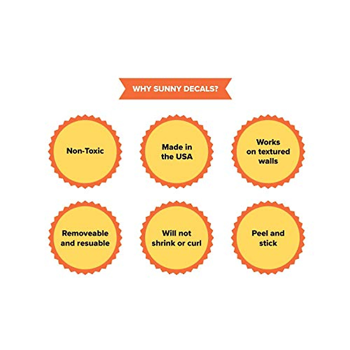 Sunny Decals Large Crayon Wall Decals - Set of 9 Removable Fabric Kids Wall Stickers (16 Inches Long)