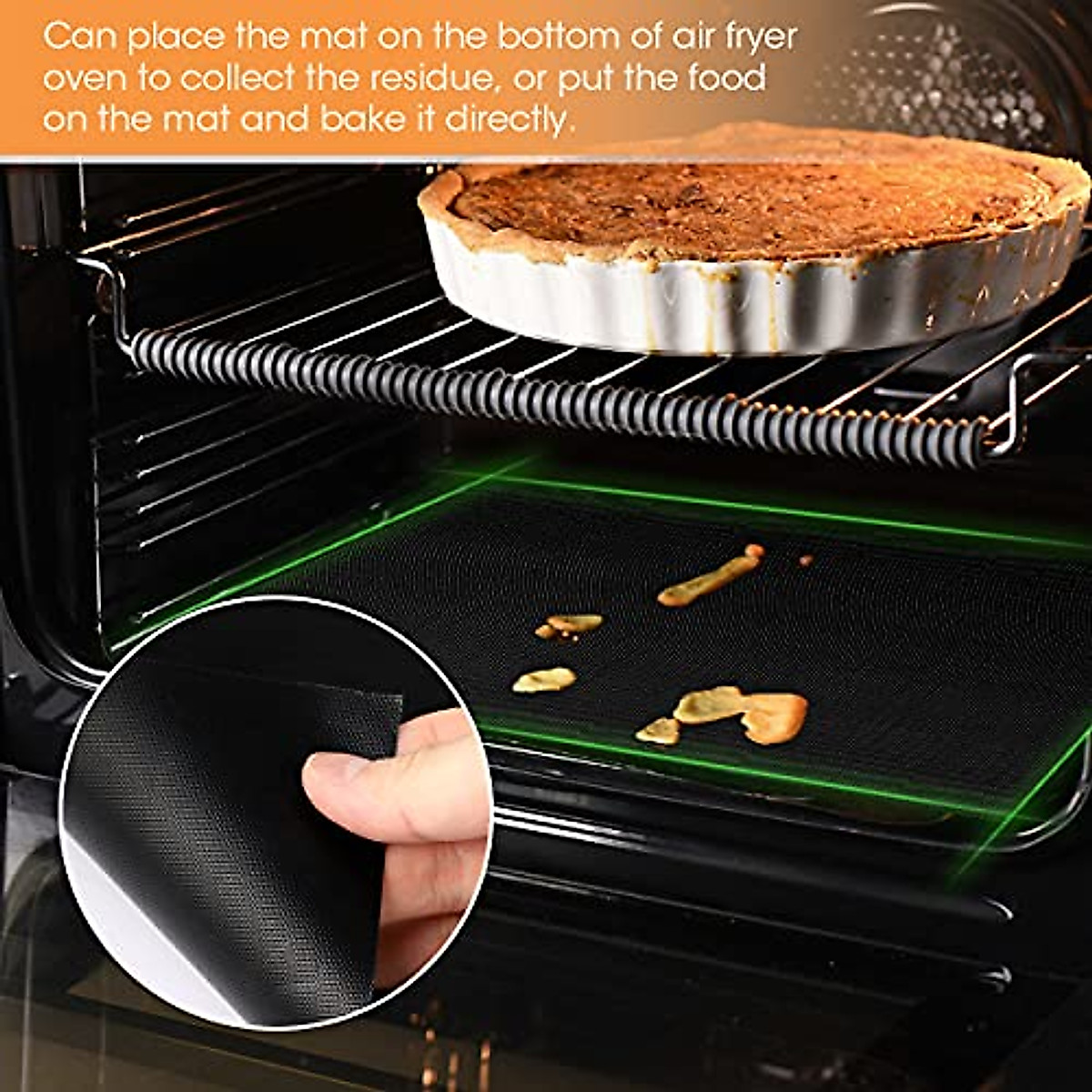 AIEVE Air Fryer Oven Liners, 3 Pack Non-stick Air Fryer Oven Mat Baking Mat Compatible with Ninja Foodi SP101 SP201 SP301 Ninja Air Fry Oven Toaster Oven Microwave Bottom of Gas & Electric Oven