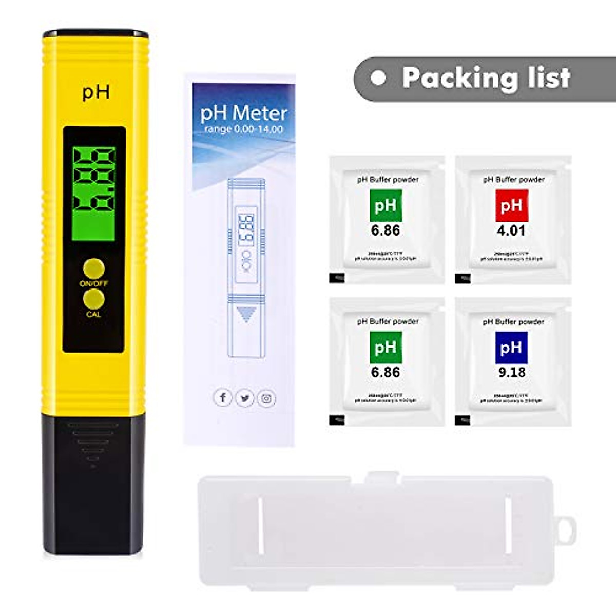 Ph Pen, PH Meter 0.01 Water Quality Tester with 0-14 PH Measurement Range for Household Drinking, Pool and Aquarium Water