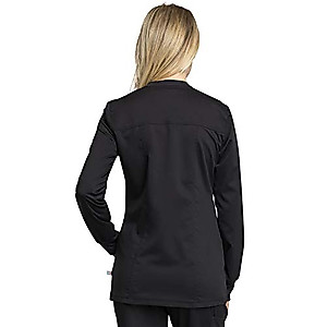 Cherokee Women Warm Up Scrubs Jacket Modern Classic Fit with Zip Front WW305AB, M, Black