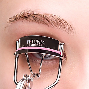 Silicone Eyelash Curler with Refill Pads & Satin Pouch Designed for No Pinching or Pulling and Perfect for Those with Straight Flat Lashes Wanting Dramatic Long Lasting Seamless Curls