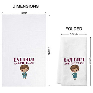 WCGXKO Funny TV Show Inspired Dorothy Quote Eat Dirt and Die Trash Cute Housewarming Gift Novelty Dish Towel (Eat Dirt and Die Trash)