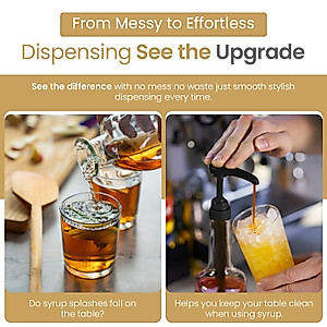 Black Coffee Syrup Pump (Fits Torani, DaVinci, Starbucks, Top Creamery, Allegro Syrups) Great for adding syrup to Coffee,Tea, Soda, and cocktails, - Fits 25.4 oz/750ml bottles - Pack of 4