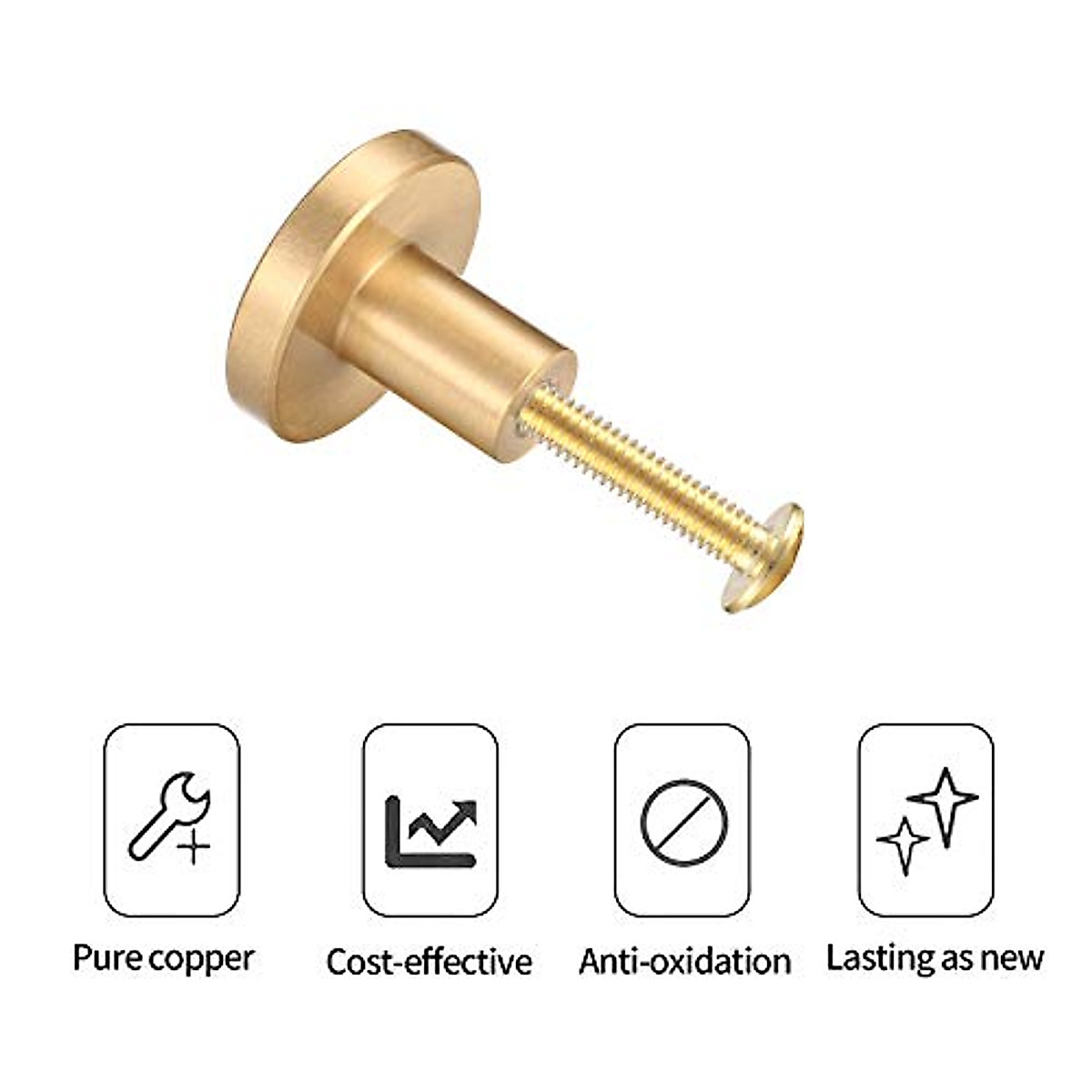 8 Pcs Gold Cabinet Knobs, Brushed Brass Round Kitchen Cabinet Hardware Pulls Knobs Gold for Dresser Drawer Cupboard Closet Furniture Wardrobe Door Knobs Handles, with Screwdriver - 20x25 mm