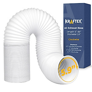 Portable Air Conditioner Hose - AC Hose with 5.9" Diameter, Clockwise Thread & Length up to 80" - Exhaust Hose for Portable Air Conditioner Vent Compatible with Delonghi & LG Air Conditioner Parts