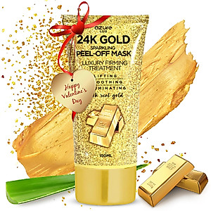 AZURE 24K Gold Firming Peel Off Face Mask- Anti Aging, Lifting, Illuminating & Revitalizing - Removes Blackheads, Dirt & Oils - With Hyaluronic Acid and Collagen - Skin Care - 150mL