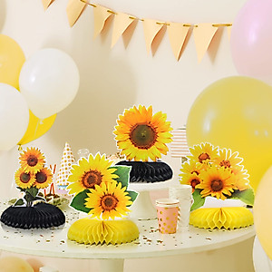 9 Pcs Sunflower Party Decorations for Baby Shower, Sunflower Bridal Shower Decorations Sunflower Birthday Party Wedding Supplies Decorations, Sunflower Theme Party Honeycomb Centerpieces for Tables