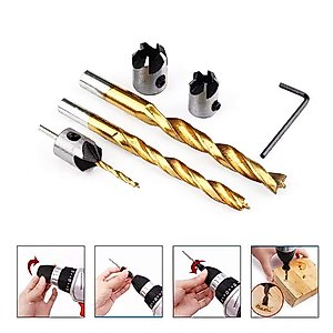 Tomato Palace Countersink Drill Bit Set 7 PCS Titanium Coated Counter Sinker Drill Bit Set for Wood High Speed Steel, Woodworking Carpentry Reamer Tool Set with Hex Key Wrench