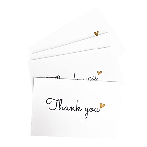 RXBC2011 50 Little Thank You Cards Gold Heart Design Bulk Thank you Notes for All Occasions 4 X 6 Inch
