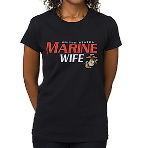 Armed Forces Gear Ladies United States Marine Corp Wife V-Neck T-Shirt (Black), xx-Large, Black