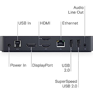Dell USB 3.0 Ultra HD/4K Triple Display Docking Station (D3100), Black