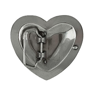 HA0478 Antique Floral Engraved Heart Berry Belt Buckle Fits 1-1/2"(38mm) Belt (Antique Silver)