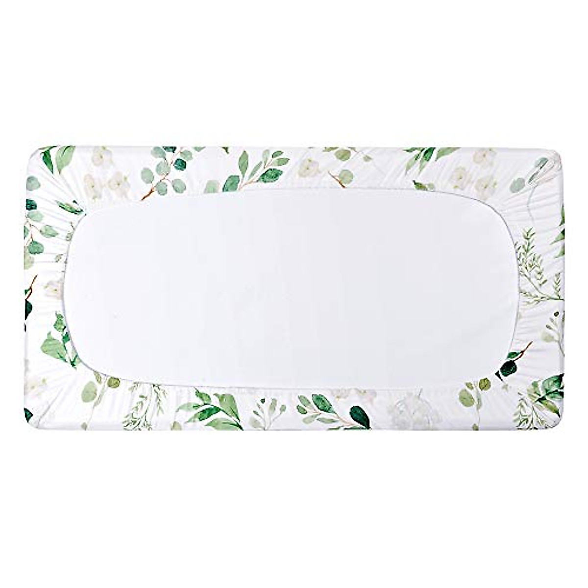 Stretchy Changing Pad Cover – Ultra Soft Diaper Changing Pad Table Sheets for Girls Boys Pure Cotton Safe and Snug Cradle Sheets Machine Washable Fit 32"/34'' x 16"Pad (Green Leaf)