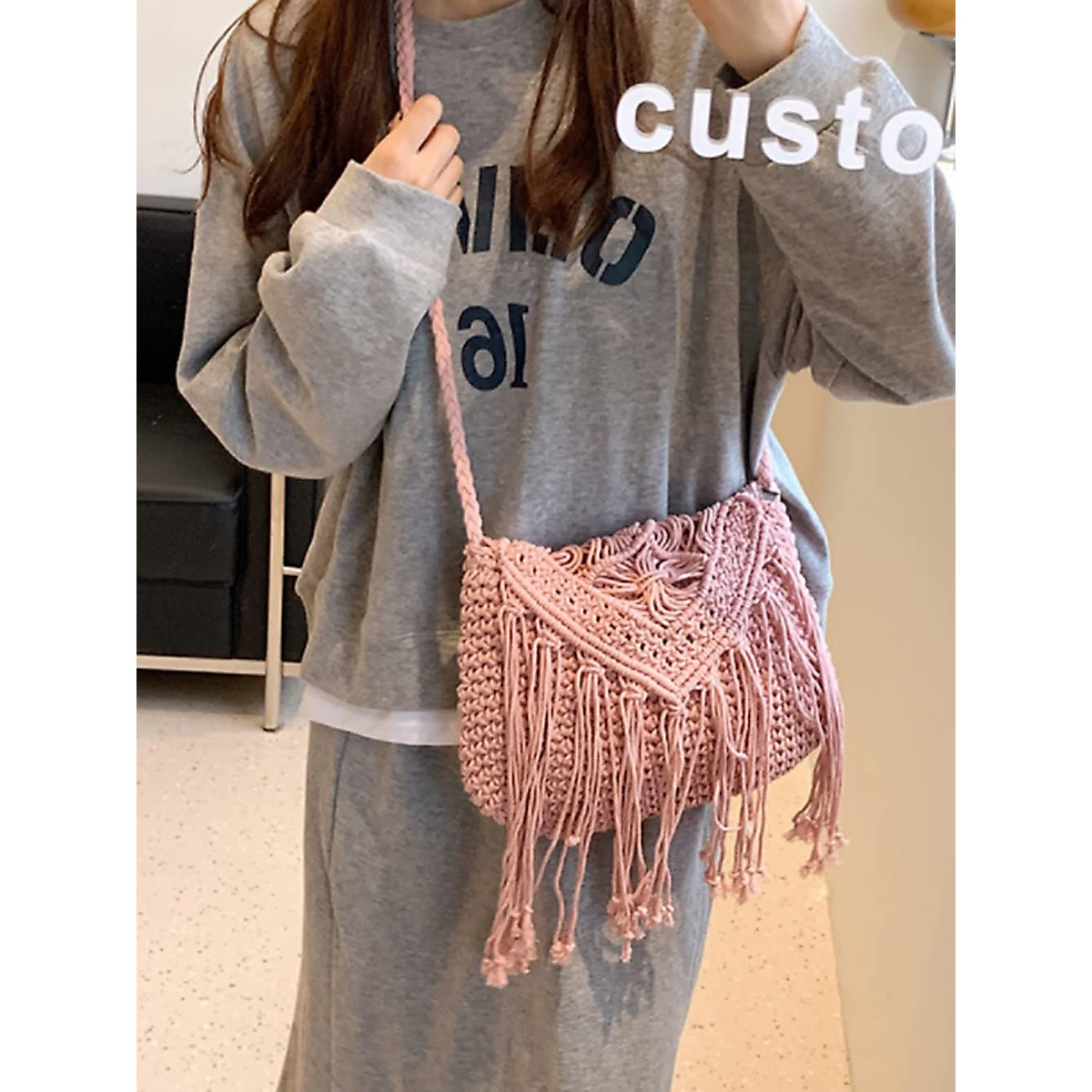 Crossbody Bag Purse Women Cute Hobo Bag Satchel Bag Summer Beach Bag Knit Bag Shoulder Bag Tassels Crochet Tote Handbags