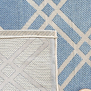 SAFAVIEH Courtyard Collection 9' x 12' Blue/Beige CY6923 Trellis Indoor/ Outdoor Waterproof Easy-Cleaning Patio Backyard Mudroom Area-Rug