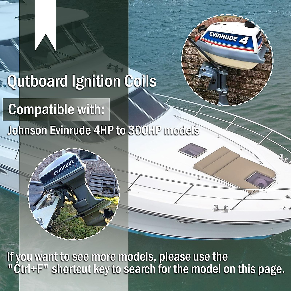 Outboard Ignition Coils 4PCS Replacement for Johnson Evinrude 4HP to 300HP Models Replaces 582508 18-5179 183-2508