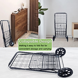 Folding Shopping Cart, Grocery Cart On Wheels Foldable, Shopping Carts for Groceries, Collapsible Shopping Cart Holds up to 70L/Max 110Ibs for Kitchen Storage Carts Utility Carts