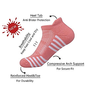FUNDENCY 6 Pack Women Ankle Athletic Socks Low Cut Breathable Running Tab Socks with Cushion Sole