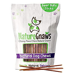 Nature Gnaws Super Skinny Bully Sticks for Small Dogs - Premium Natural Beef Dental Bones - Tasty Thin Dog Chew Treats for Toy Breeds & Puppies - Rawhide Free 40 Count (Pack of 1)