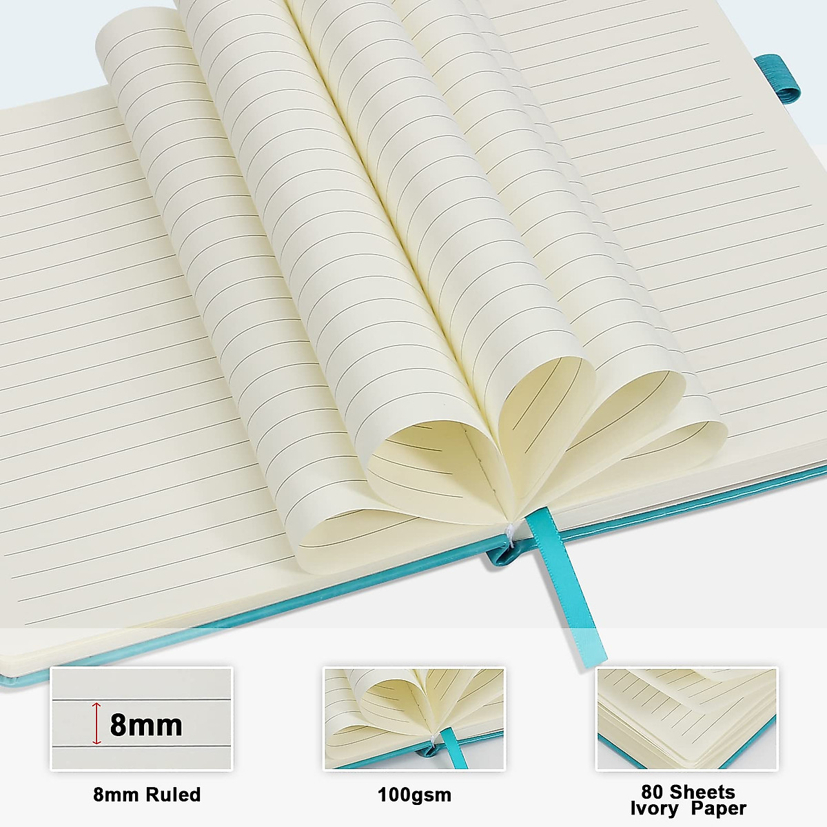 Daofary A5 Journal Notebook, Leather Ruled Notebooks 160 Pages Diary 100gsm Thick Paper Writing Hardcover Notebook with Pocket for Work Men Woman 8.4 x 5.7 in