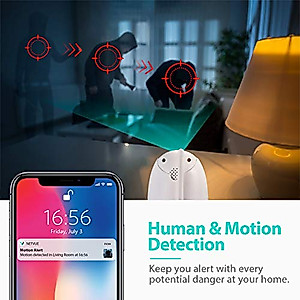 NETVUE Indoor Camera, 1080P FHD 2.4GHz WiFi Pet Camera, Home Camera for Pet/Baby, Dog Camera 2-Way Audio, Indoor Security Camera Night Vision, AI Human Detection, Cloud Storage/TF Card, White