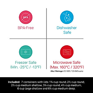 Tupperware Brand Vent ‘N Serve 7 Container Set - Prep, Freeze & Reheat Meals + Lids - Dishwasher, Microwave & Freezer Safe - BPA Free