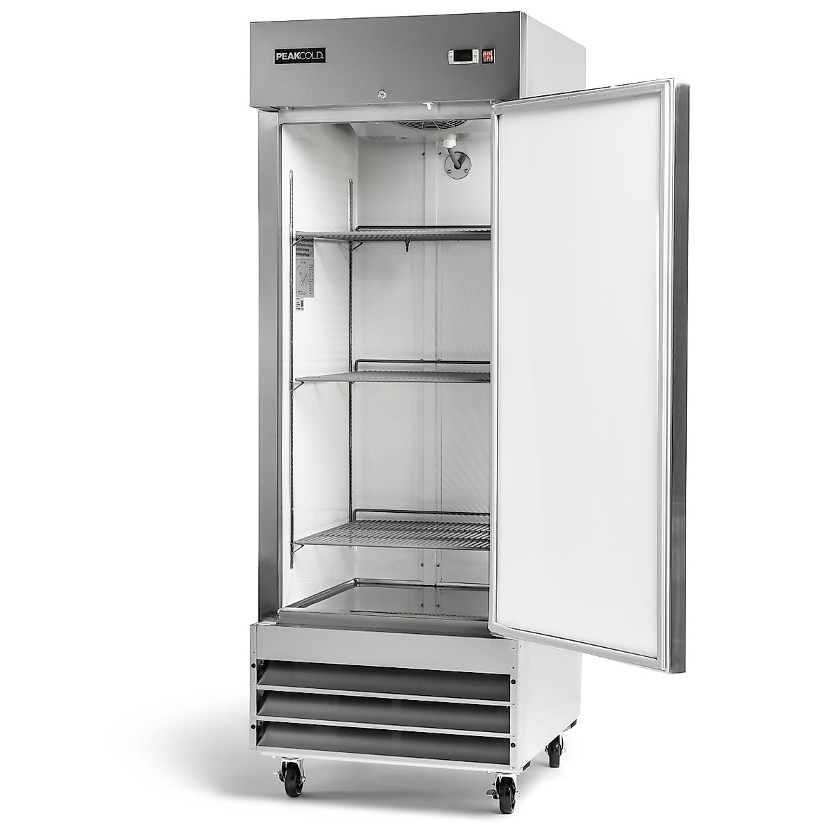 PEAKCOLD Single Door Commercial Reach In Stainless Steel Freezer, White Interior; 23 Cubic Ft, 29 Wide inch