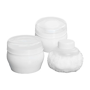 Toyvian 2 Sets Powder Puff Box Fluffy Body After- Bath Powder Face Body Villus Powder Puff Container Makeup Cosmetic Talcum Powder Holder with Hand Holder White