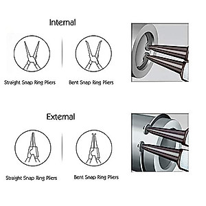 4 Pcs Mini Snap Ring Pliers Set Heavy Duty External/Internal Circlip Pliers with Straight/Bent Jaw for Ring Remover Retaining