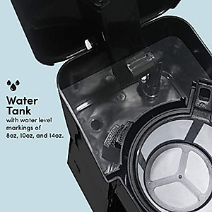 Elite Gourmet EHC111A Personal Single-Serve Compact Coffee Maker Brewer Includes 14Oz. Stainless Steel Interior Thermal Travel Mug, Compatible with Coffee Grounds, Reusable Filter, Black