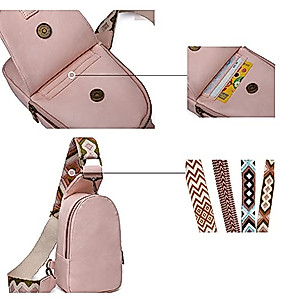 Women Chest Bag Sling Bag Small Crossbody PU Leather Satchel Daypack for Lady Shopping Travel with Shoulder Strap (Black)