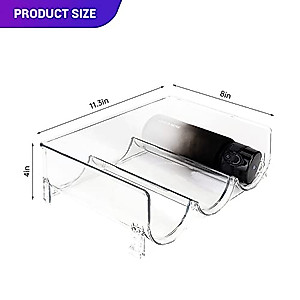 Stackable Water Bottle Organizer for Cabinet, Pantry, Freezer - Plastic Free-Standing Water Bottle and Wine Rack Storage Organizer for Kitchen Countertops, Fridge - Holds 3 Bottles Each (4 Pack)