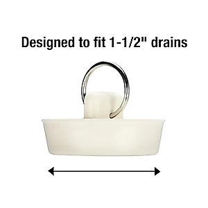 Danco 1-1/2 inch Rubber Drain Stopper, White, Carded, 80227