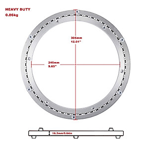 YaeMarine Heavy-Duty 12 Inch Aluminum Lazy Susan Ring/ 360° Turntable with Single-Row Ball Bearings, Bearings Swivel Plate Turntable on Dining-Table Furniture Hardware Turntable