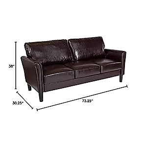 Flash Furniture Bari Upholstered Sofa in Brown LeatherSoft